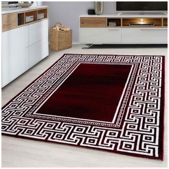 Allotapis Collection Allotapis - Tapis rectangle pour salon baroque à mèches courtes Stessy Rouge 120x170