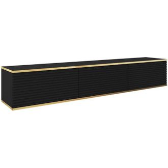 Selsey Selsey Mucalma - TV-Element mit geriffelten Fronten, h&auml;ngend, Schwarz / Gold, 175 cm