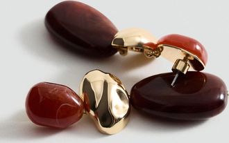 Mango Kombinierte h&auml;ngende Ohrringe aus Resin gold - Damen - Einheitsgr&ouml;&szlig;e - MANGO