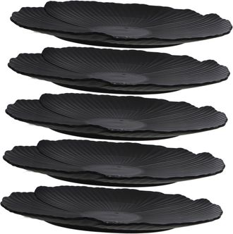 Garneck 5st&uuml;cke Teiliges Schwarzes Tellerset Bl&uuml;tenblattf&ouml;rmiger Geschirr-steakteller Haushalts-plastikteller F&uuml;r Familienfeiern Unzerbrechliches Steak-servie