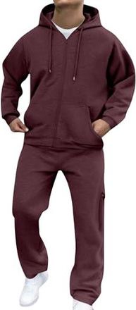 Generic Surv&ecirc;tement 2 pi&egrave;ces pour homme avec fermeture &eacute;clair int&eacute;grale - Tenue d&eacute;contract&eacute;e pour homme, rouge vin, 3XL