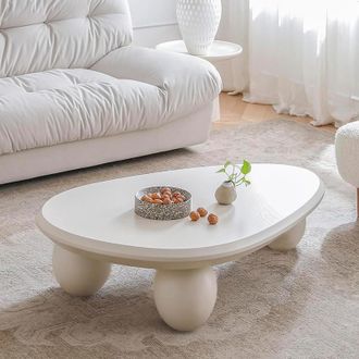 Generic Dreieckiger ovaler Couchtisch mit 3 ellipsenf&ouml;rmigen Beinen, Wolken-Couchtisch, Moderne unregelm&auml;&szlig;ige Couchtische, asymmetrische Couchtische mit S&auml;ule