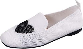 Generic Chaussures &agrave; enfiler pour femme en maille tricot&eacute;e - Mocassins &agrave; bout carr&eacute; - Couleurs contrast&eacute;es - Chaussures d&eacute;contract&eacute;es respirantes - Antid&eacute;rapa