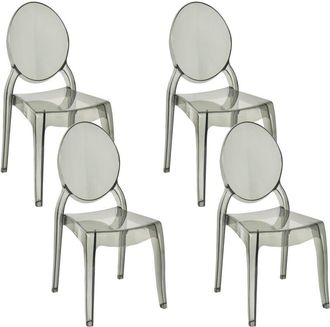 Beliani Lot 4 Chaises Vintage en Plastique Noir Transparent Design Tendance et Confort dAssise Optimal pour Salle à Manger ou Salon Rétro ou Glamour Beliani