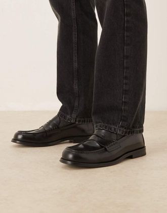 Mango Mocassins classiques en cuir - Noir