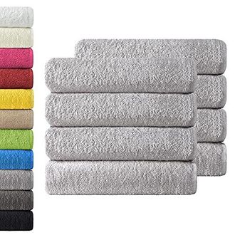 NatureMark Lot de 8 Serviettes de Toilette en Tissu éponge, 100% Coton, 50 x 100 cm, Argent Gris