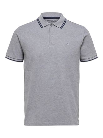 Selected Selected Homme Slhdante Sport Ss Polo Noos, Herren Poloshirt mit kurzen Ärmeln, 100% Baumwolle, Viertelknopfleiste & gesticktem Brustlogo, Medium Grey