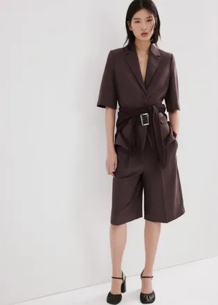 Mango Bermudas en lin droites violet - Femme - 34 - MANGO