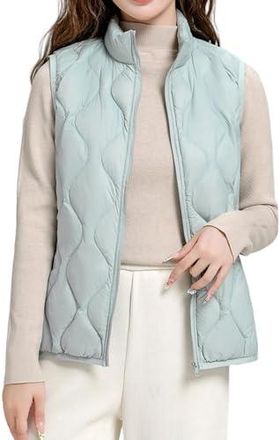 Generic Gilet matelass&eacute; sans manches pour femme - Automne et hiver - Col montant - V&ecirc;tement dext&eacute;rieur tendance, bleu, 3XL