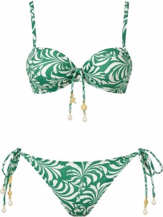 Twinset Femme, Maillots de bain, Vert, Taille: 42 FR Ensemble Bikini Push-up Imprim&eacute; Graphique