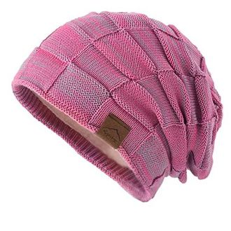 Generic Chapeau dhiver chaud en laine de couleurs m&eacute;lang&eacute;es pour femme avec lumi&egrave;re, rose vif, Taille unique