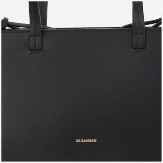 Jil Sander Womens Small Bateau Tote Bag Black Calfskin Satchels & Cross Body