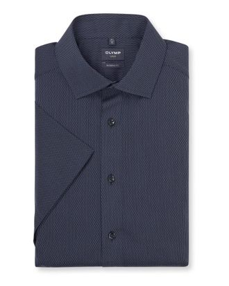 Olymp Luxor, Modern Fit, gemustertes Kurzarmhemd mit Kentkragen in
