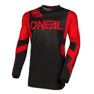 O'Neal | Maillot Motocross Manches Longues | MX Enduro | Protection coude rembourr&eacute;e, col en V, Respirant | Element Jersey Racewear V.24 | Adulte | Noir Roug