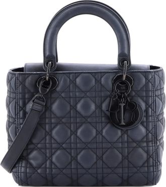 Dior Ultra Matte Lady Dior Bag Cannage Quilt Calfskin Medium satchel - Noir