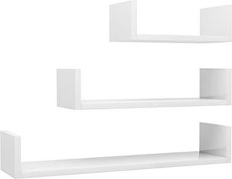 vidaXL &Eacute;tag&egrave;res Murales 3 pcs, Organisateur de Maison Suspendu, Meuble de Rangement Salon Salle de S&eacute;jour, Blanc Brillant Bois dIng&eacute;nierie