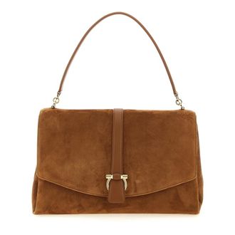 Ferragamo Femme, Sacs, Brun, Taille: ONE Size Sac &agrave; main &agrave; rabat frontal