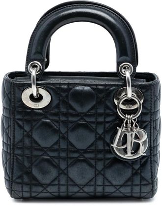 Dior Hobo Bags - Mini Iridescent Lambskin Cannage Lady Dior - Gr. unisize - in Schwarz - f&uuml;r Damen