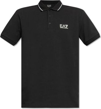 Emporio Armani Emporio Armani Ea7, Homme, Tops, Noir, Taille: S Polo en coton avec logo imprim&eacute;