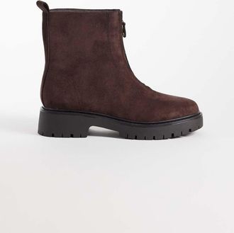 London Rebel Carolina bottines chelsea en daim synth&eacute;tique &agrave; fermeture zipp&eacute;e sur le devant, marron