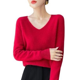 Generic Pull Femme Pull en Pure Laine M&eacute;rinos pour Femme Col V L&eacute;ger Manches Longues Collection Pr&ecirc;t-&Agrave;-Porter sans Coutures en Cachemire Tricot&eacute; Id&eacute;al pour La