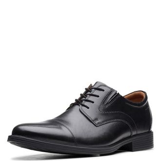 Clarks Homme Whiddon Cap Tissu Oxford, Cuir Noir, 43 EU