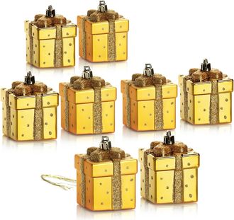 Com-Four 8X Christbaumanhänger Geschenk - Weihnachtskugel Geschenkbox - Christbaumschmuck in Geschenk-Form für die Weihnachtsbaum-Dekoration - bruchfester Baum