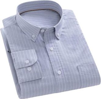 Generic Chemise habillée en coton Oxford rayé à manches longues pour homme, SN327, XL