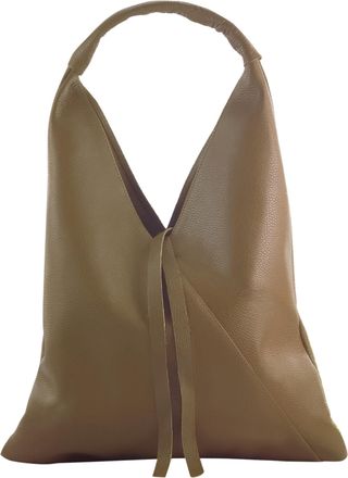 modamoda.de T260 Damen Leder Schultertasche Shopper Elegant Alltagstauglich handmade in Italy, Farbe:Dunkeltaupe