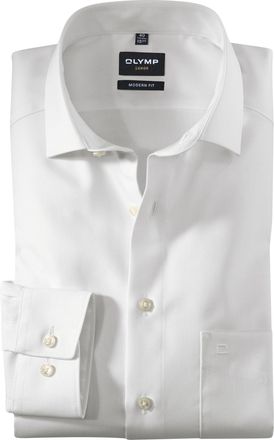 Olymp Herren Oberhemd Langarm Luxor,Twill,modern fit,Global Kent,Weiss 00,44