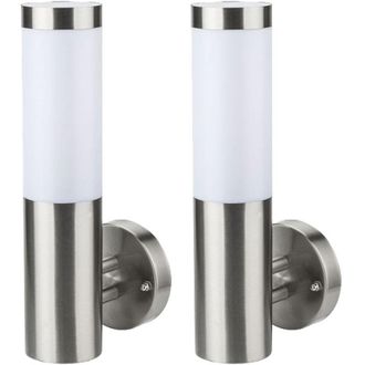 ETC Shop Lot de 2 lampes murales ext&eacute;rieures LED en acier inoxydable Projecteurs de fa&ccedil;ade &Eacute;clairage de jardin Lampes de terrasse