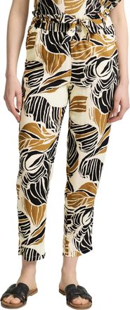 Tom Tailor Damen 1046504 Loose Slim Fit Hose, 37999-Neutral Cut Leaves Design, 34W / 28L