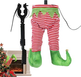 Generic Santas Elff Legs Christmas Tree Topper - USB Animated Tree Decoration with Shaking Feet, Santa Tree Elff Foot Christmas Ornament Holiday Decor | Uniqu