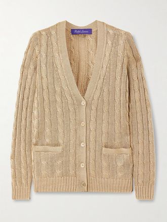 Ralph Lauren Collection Cardigan Aus Seide In Zopfstrick - Braun