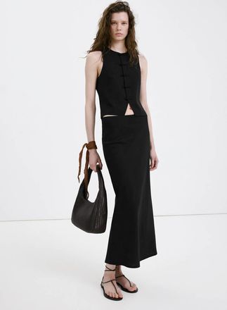 Mango Gilet en lin &agrave; brandebourgs noir - Femme - XXS - MANGO