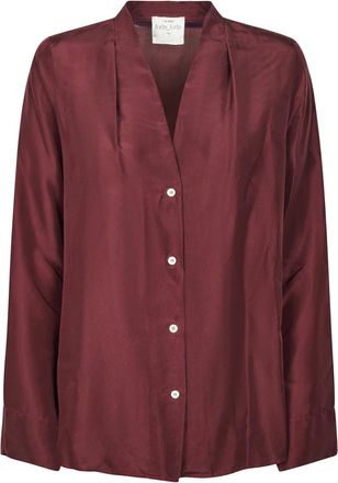 Forte_Forte Femme, Blouses et Chemises, Rouge, Taille: 40 FR Habotai Silk V-Neck Shirt