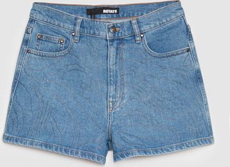 Rotate Short Rhinestone Light Blue Denim
