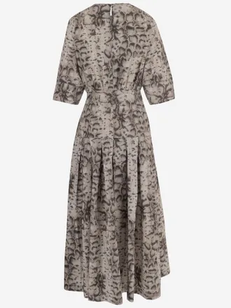 Pinko Animal-Print Cotton Dress - Beige