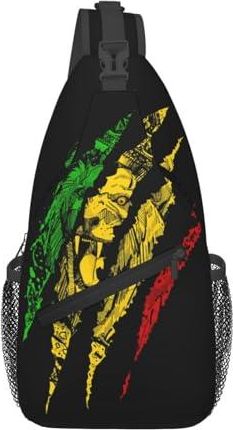 Generic Drapeau De La Jama&iuml;que Au Lion Reggae Sac &Agrave; Bandouli&egrave;re Pratique Pochette Epaule Antivol Sac Banane Pour Randonn&eacute;e Camping Cyclisme