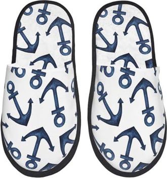 Generic Pantoufles Unisexes Imprimé Ancres Bleu Marine Maison Chaussures Adultes Automne Hiver Pantoufles Pour Invités, Pour Intérieur Extérieur, Mariage, Fem