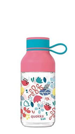 Quokka KIDS ICE FLOWERS | BOUTEILLE FABRIQU&Eacute;E EN ECOZEN AVEC CROCHET EN ACIER INOXYDABLE 430 ML