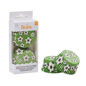 Decora 0339845 PAPIERFÖRMCHEN FUßBALL 50 X 32 MM 36ST, Paper, Grün