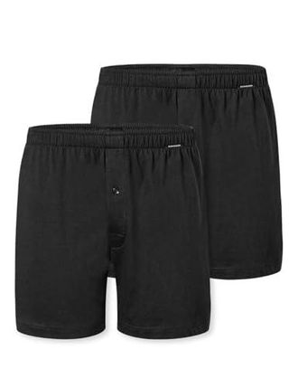 Schiesser 2 Pack Boxershorts Baumwolle Jersey Weich Multipack-Jerseyboxer Caleçon Boxeur, Noir_182426, 6 Hommes