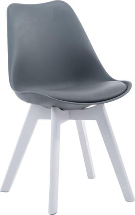 Clp Retrostuhl Borneo V2 Mit Kunstlederbezug Und Hochwertiger Polsterung I Lehnstuhl mit robustem Holzgestell I Sitzhöhe: 47 cm, Farbe:grau, Gestell Farbe