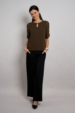 Seidel Moden Chiffonbluse Otto exclusiv Halbarm mit Cut-Out-Detail und Glitzerstein - MADE IN GERMANY