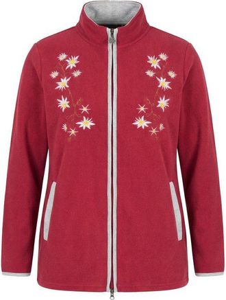 Ulla Popken Sweatjacke Trachten-Fleecejacke Edelwei&szlig;-Stickerei