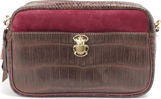 CLARIS VIROT Sac Lily Croco Python Chocolat Bordeaux