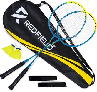 Redfield Badminton Schläger Set, enthält 2 Badmintonschläger, 2 Federbälle, Trage Tasche, 2 Griffband, Federball Set für 2 Spieler, fur Sport und Unterhaltung