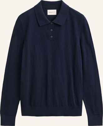 GANT Strick-Poloshirt blau