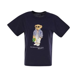 Polo Ralph Lauren Femme, Tops, Bleu, Taille: 40 FR T-shirt &agrave; col rond en jersey de coton